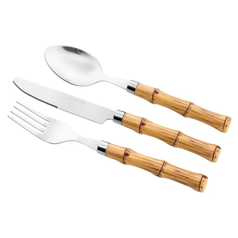 Faqueiro Cabo Bambu - 24 Peças - Bon Gourmet - Button Shop